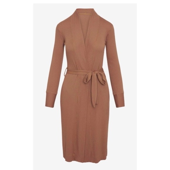 Commando | Dresses | Commando Women S Brown Ribbed Knit Long Sleeve ...